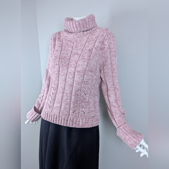 Point Zero | Sweaters | Vintage Point Zero Pink Chunky Knit Turtleneck ...